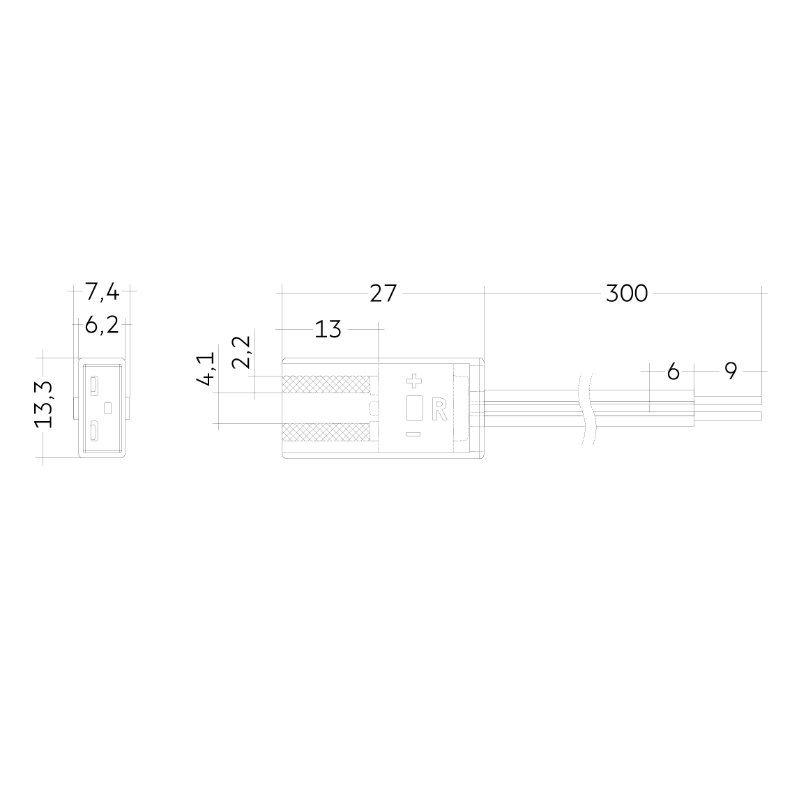ACL plug connector Wire-PCB IP67 R EXC2